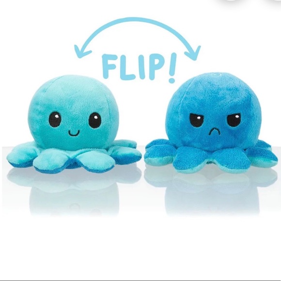 Other | Happy Sad Moody Octopus Reversible Stuffed Animal Blue Plush ...